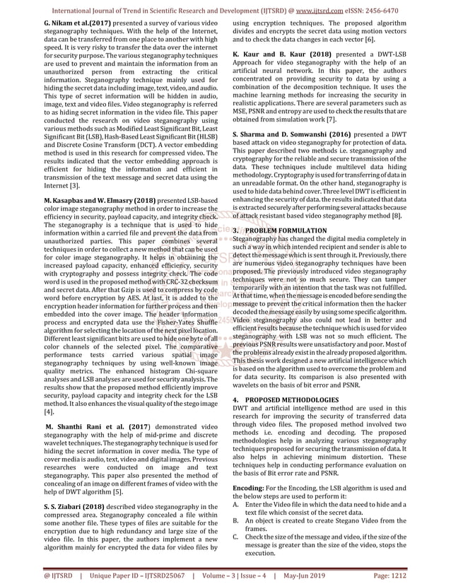 Video Steganography Using Discrete Wavelet Transform And Artificial Intelligence Pdf