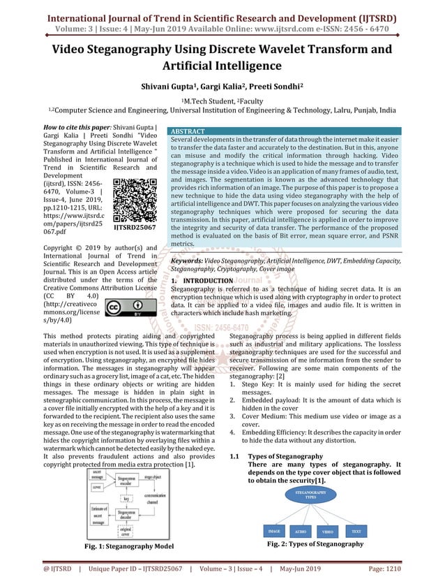 Video Steganography Using Discrete Wavelet Transform And Artificial Intelligence Pdf