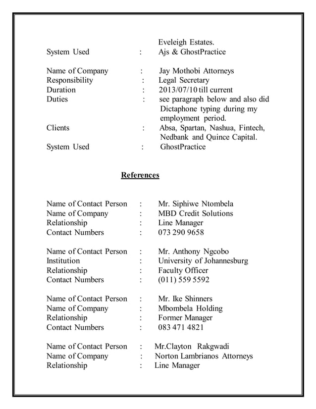 ofentse cv | DOCX | Legal Services Industry | Industries