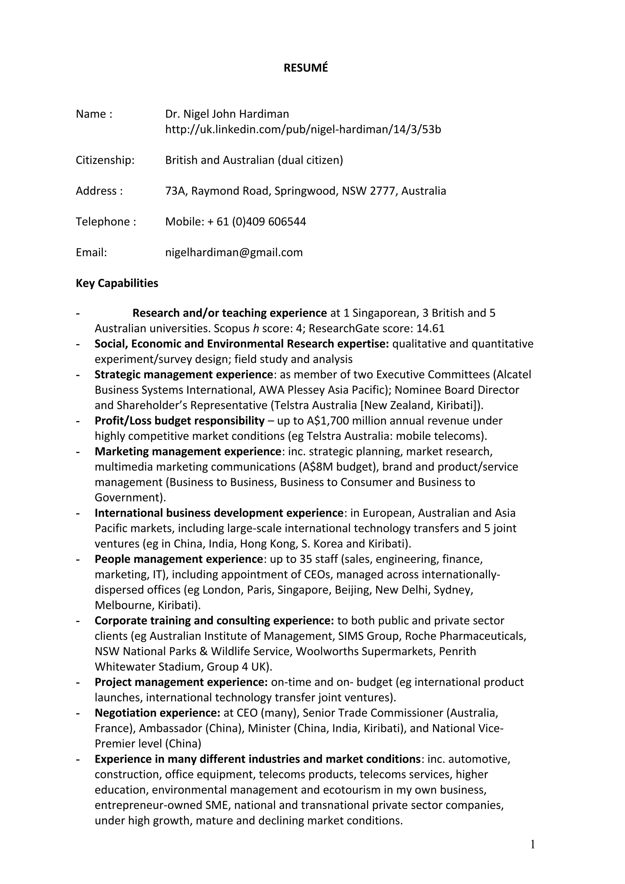 Nigel Hardiman_Master CV | DOC