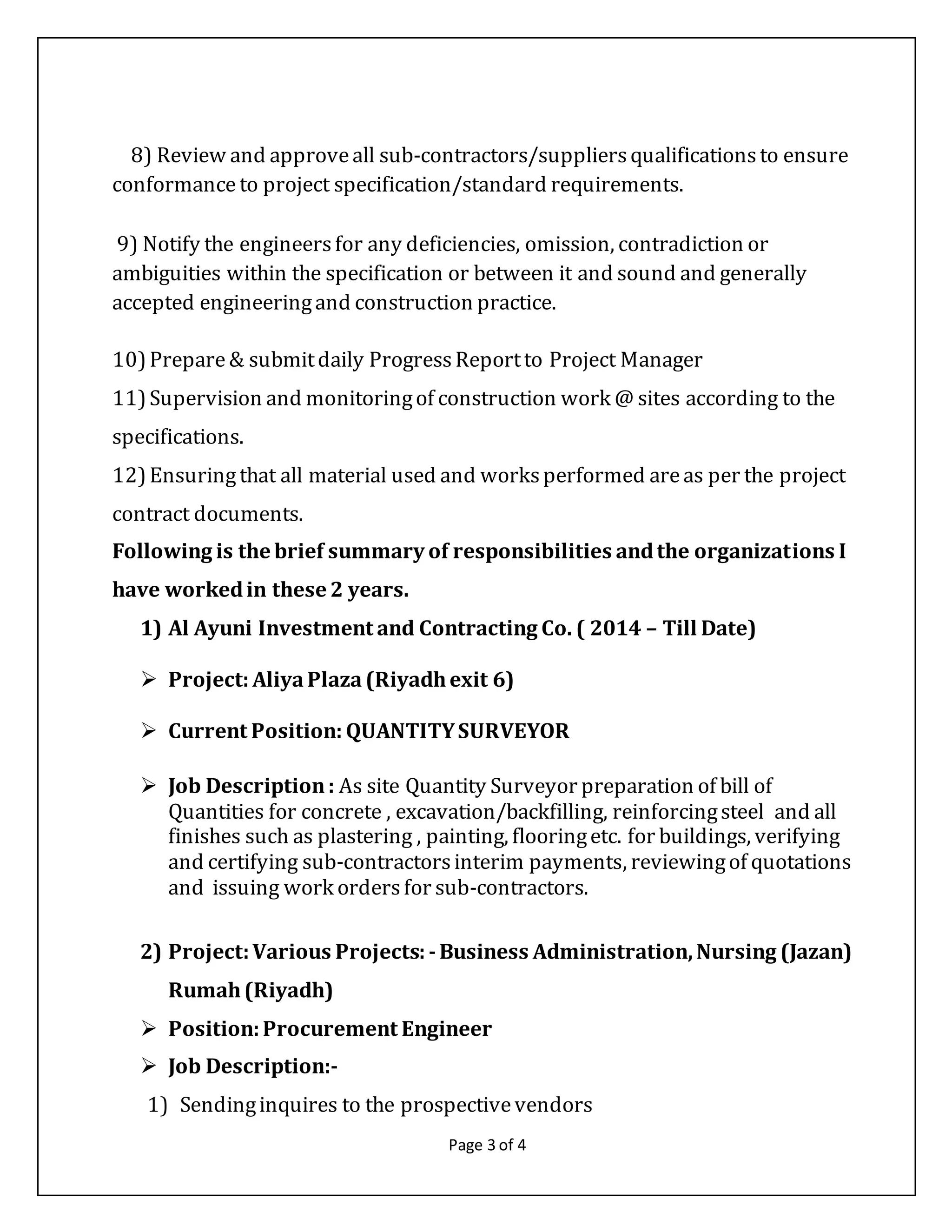 Quantity Surveyor resume123 (1) | DOCX