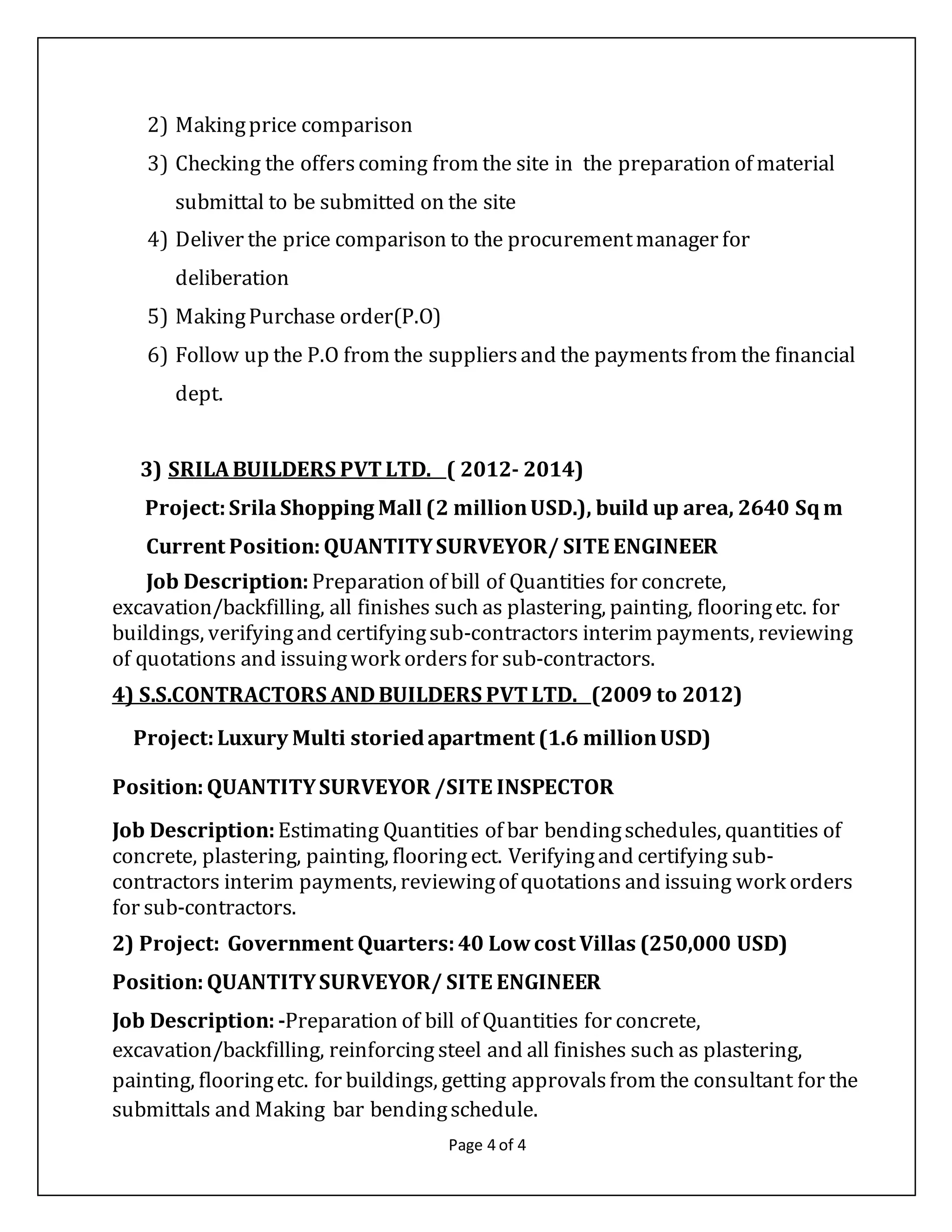 Quantity Surveyor resume123 (1) | DOCX