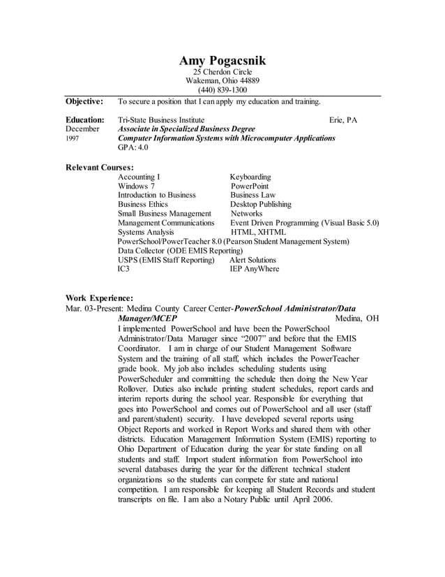 Amy Pogacsnik's Resume | PDF