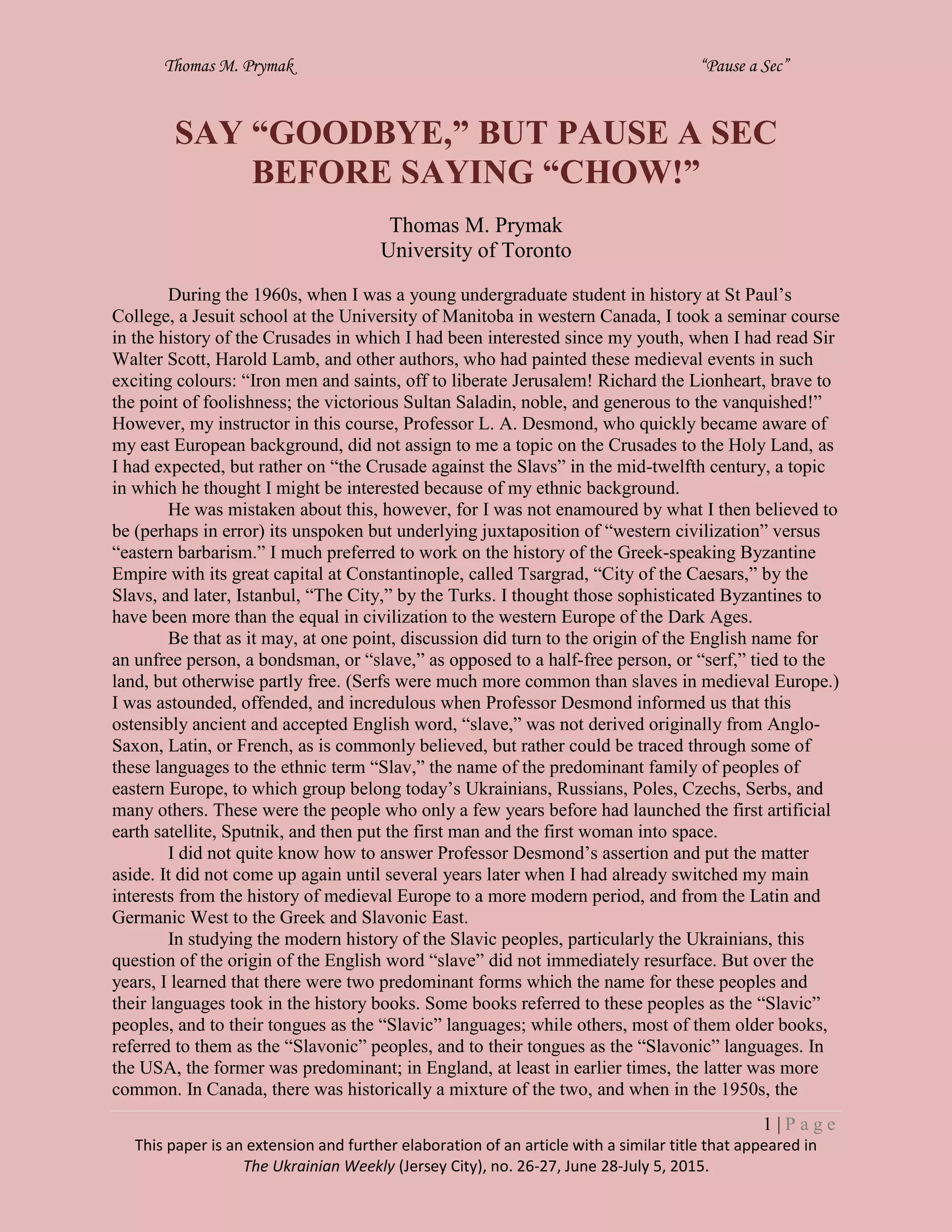 SAY 'GOODBYE' BUT PAUSE A SEC BEFORE SAYING 'CHOW' | PDF