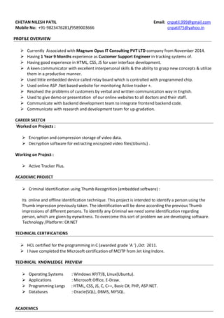 Chetan_patilresume (1) | DOC | Web Development | Internet