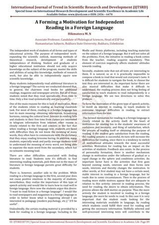 A Forming a Motivation for Independent Reading in a Foreign Language | PDF