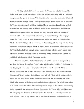 Alfred the Great Paper | DOCX | Death, Injury, or Military Conflict ...