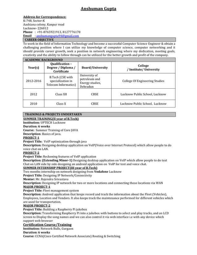 Anshuman Gupta_resume 2016N1 | PDF