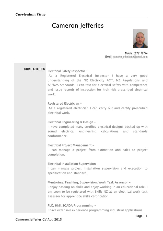 Cameron Jefferies CV Aug_2015 | PDF