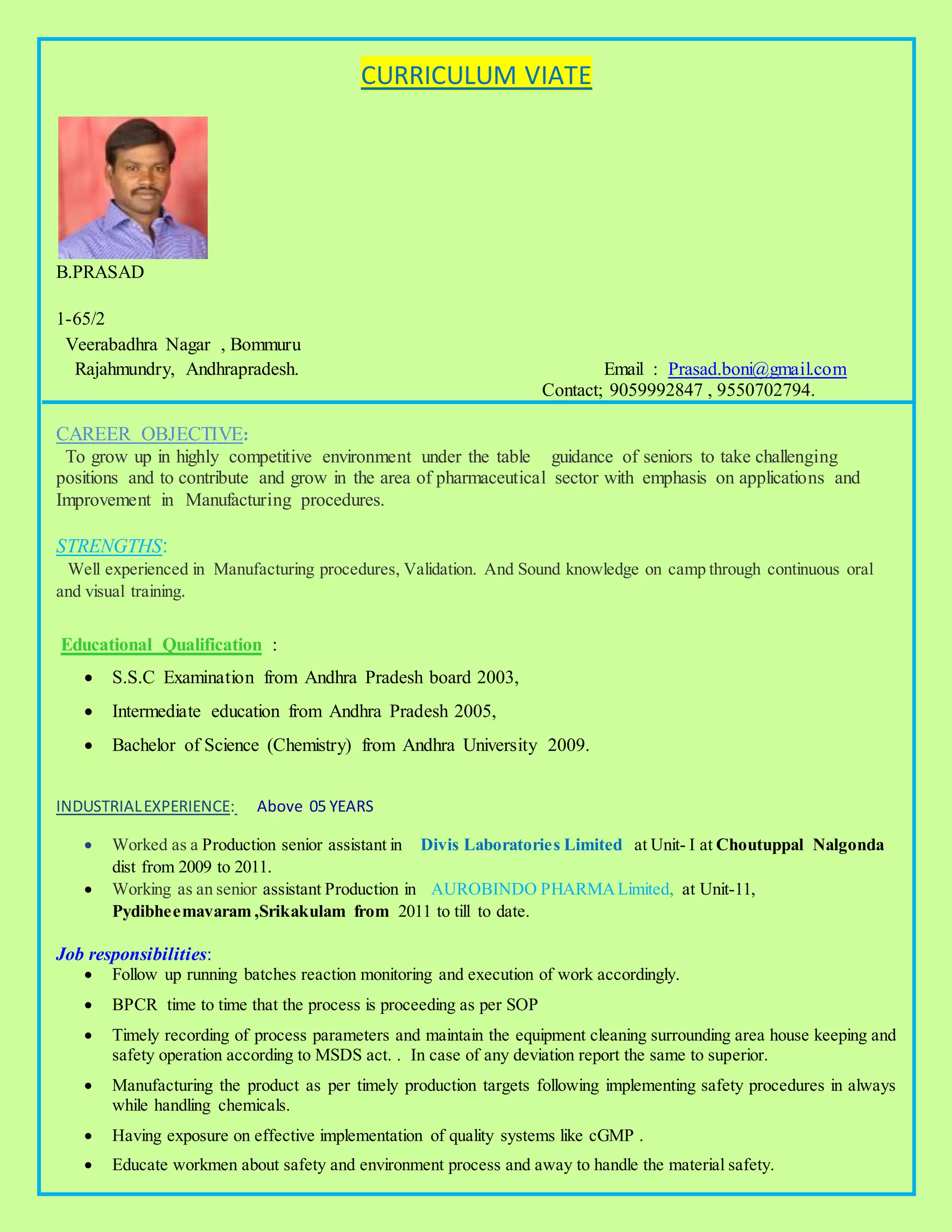 prasad resume | PDF