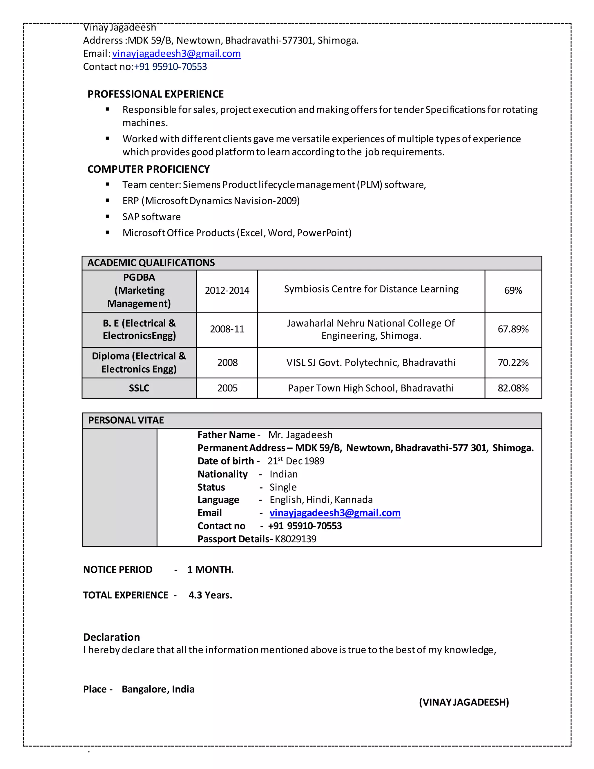 VINAY_JAGADEESH-RESUME | PDF