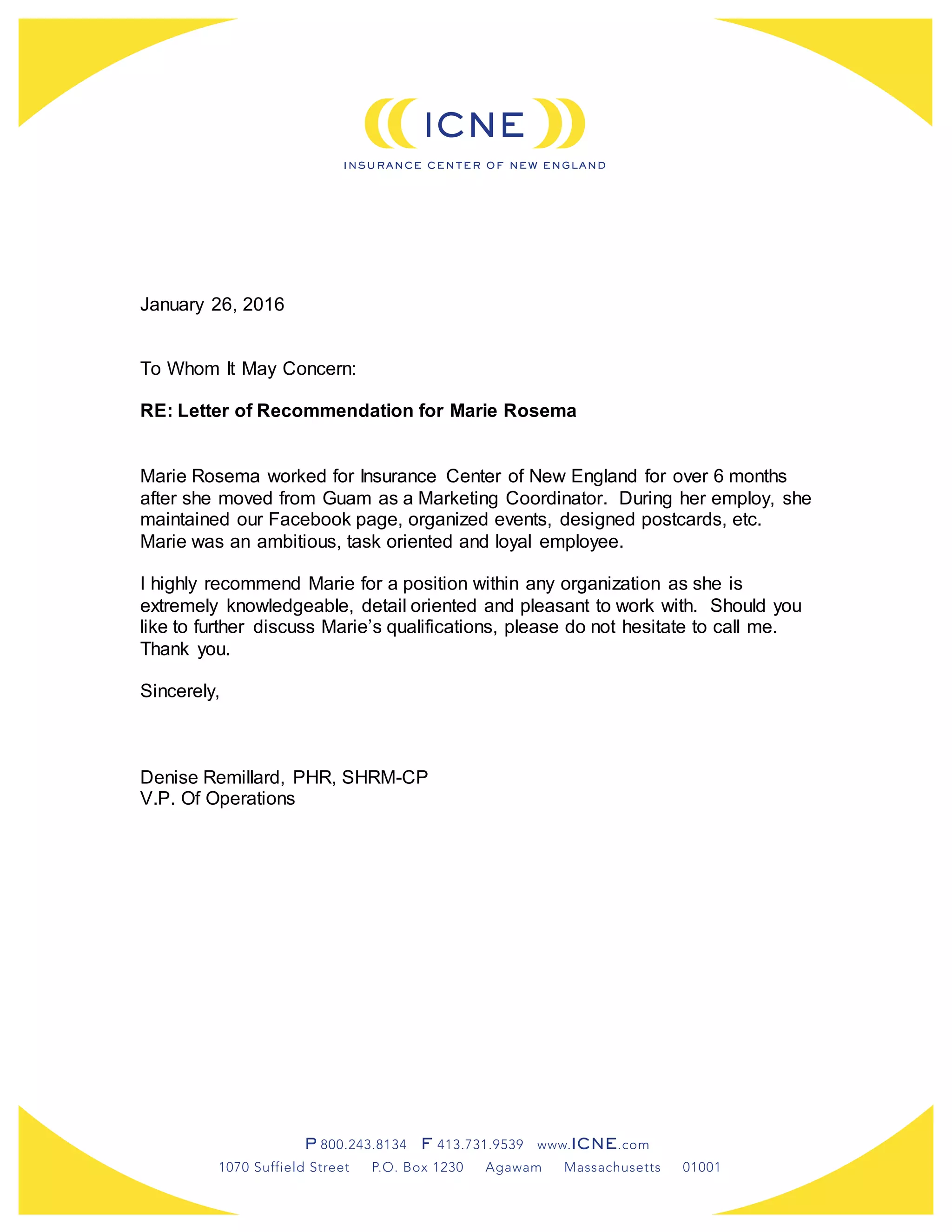 Marie Rosema Recommendation letter | DOCX