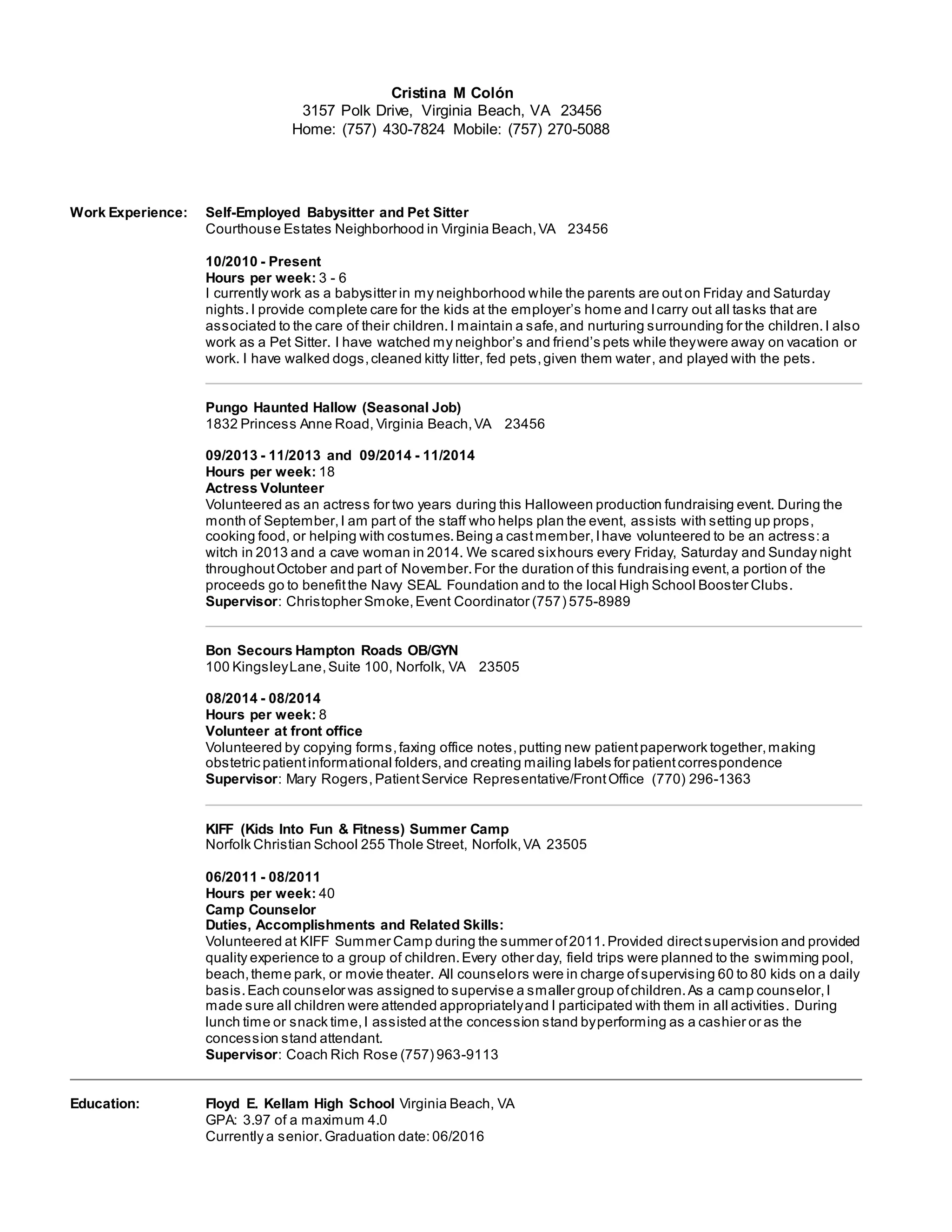 Cristina's Resume | DOCX