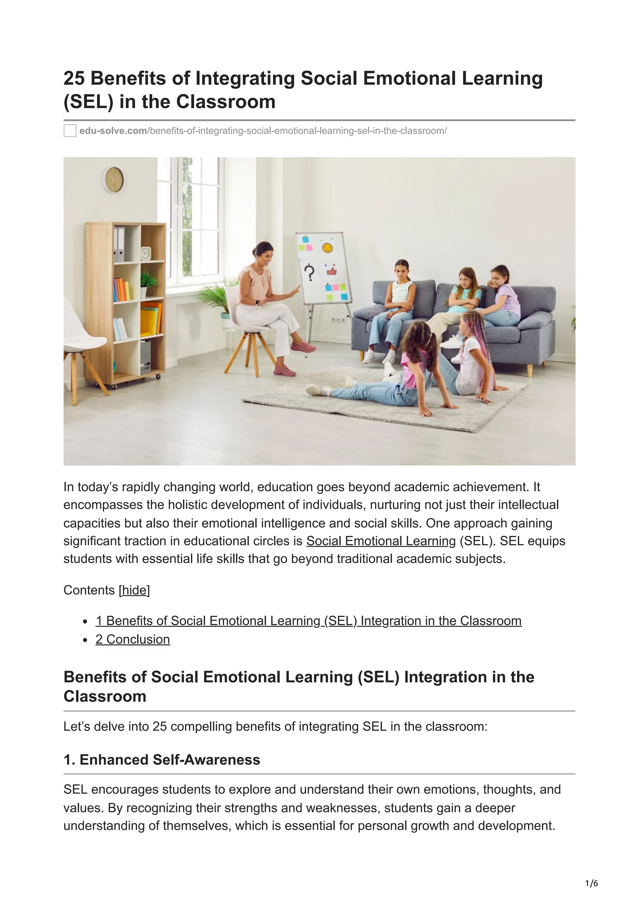 25 Benefits of Integrating Social Emotional Learning SEL in the ...