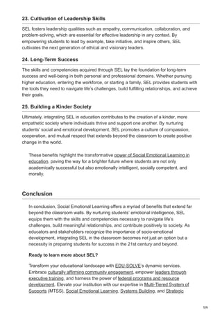 25 Benefits of Integrating Social Emotional Learning SEL in the ...