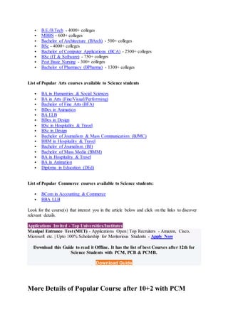 25 best courses after 12th for science students with pcm | DOCX