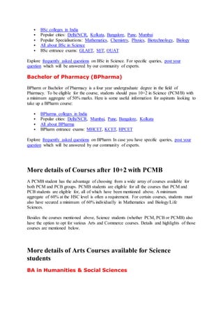 25 best courses after 12th for science students with pcm | DOCX