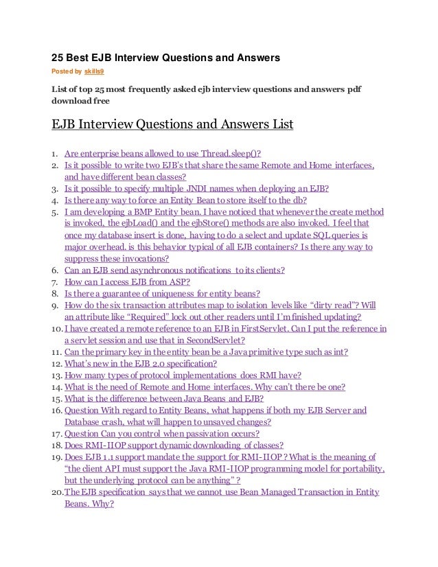 25 best ejb interview questions and answers