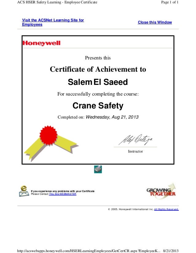 Safety Certificates
