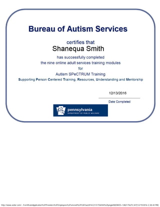 Autism Spectrum Training Certificate | PDF
