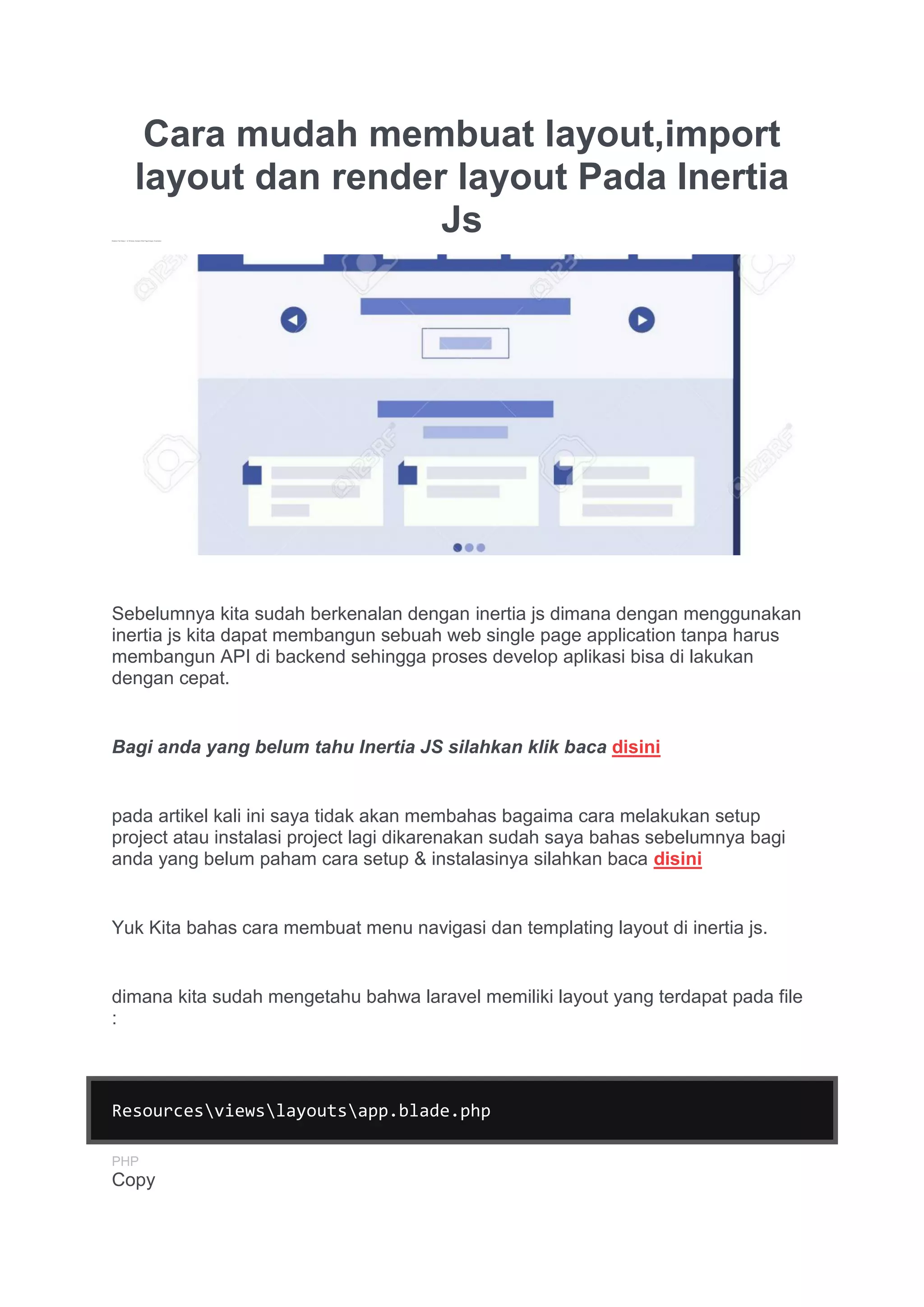 Cara mudah membuat layout,import layout dan render layout pada inertia js | PDF