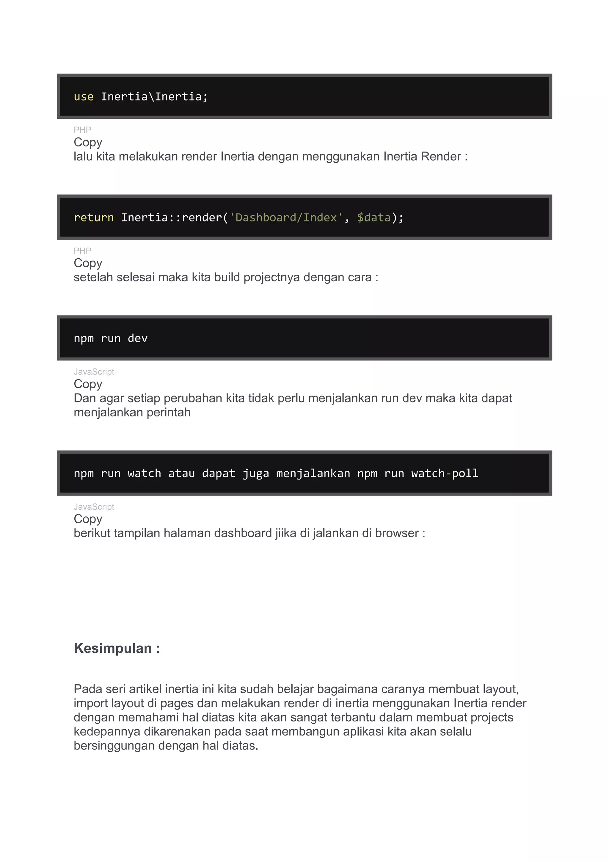 Cara mudah membuat layout,import layout dan render layout pada inertia js | PDF