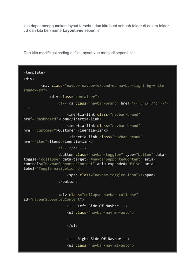 Cara mudah membuat layout,import layout dan render layout pada inertia js | PDF