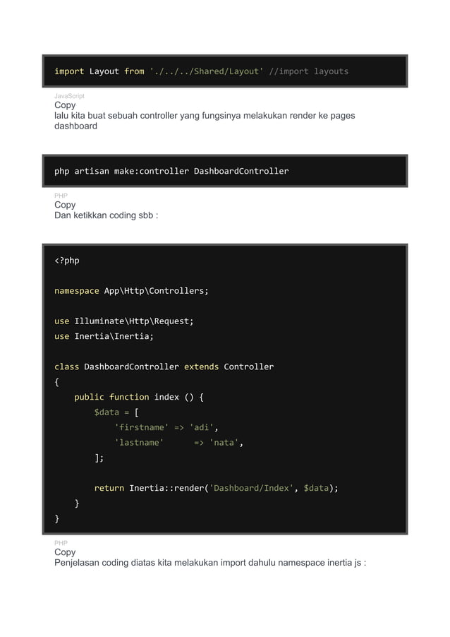 Cara mudah membuat layout,import layout dan render layout pada inertia js | PDF