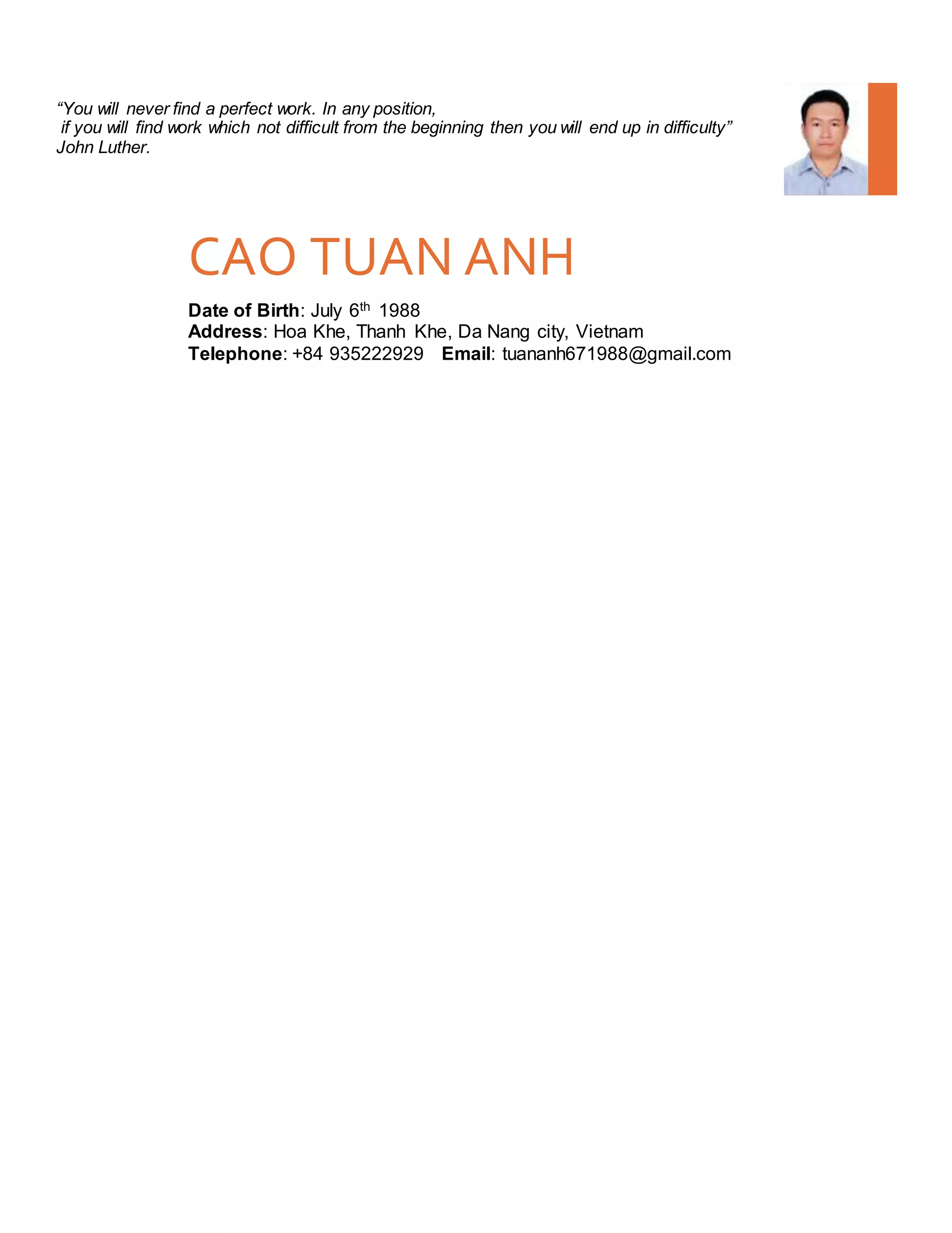 CV of CAO TUAN ANH | PDF