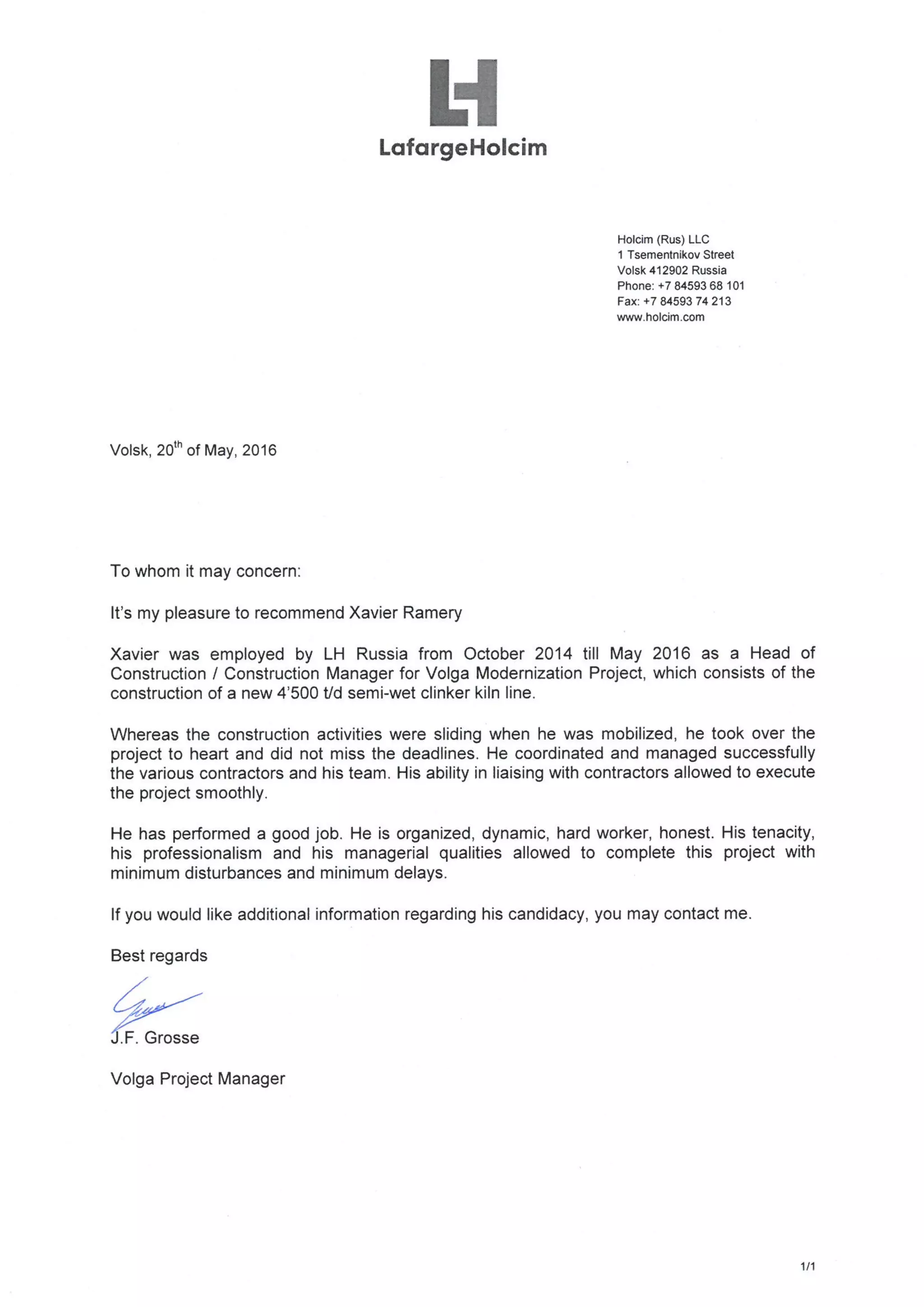 LH's recommandation letter | PDF