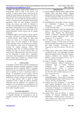 Comparative Study of Different Techniques in Speaker Recognition: Review | PDF