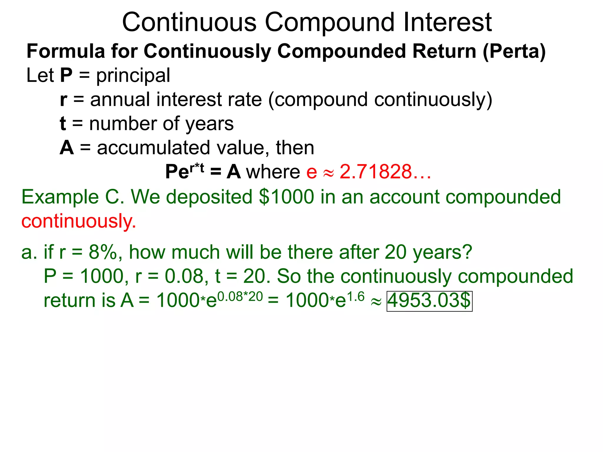 25 continuous compound interests perta x | PPT