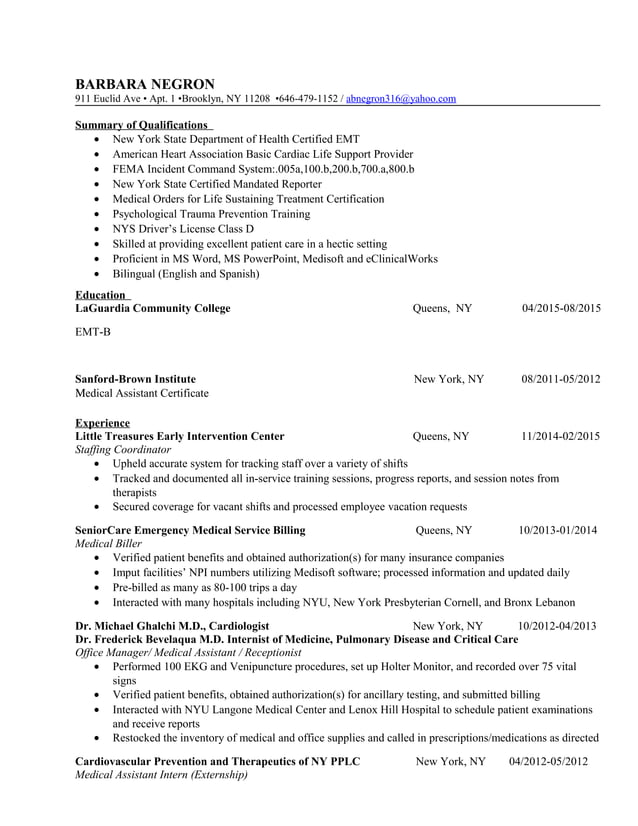 Negron, Barbara Resume Final-EMT-B | DOC