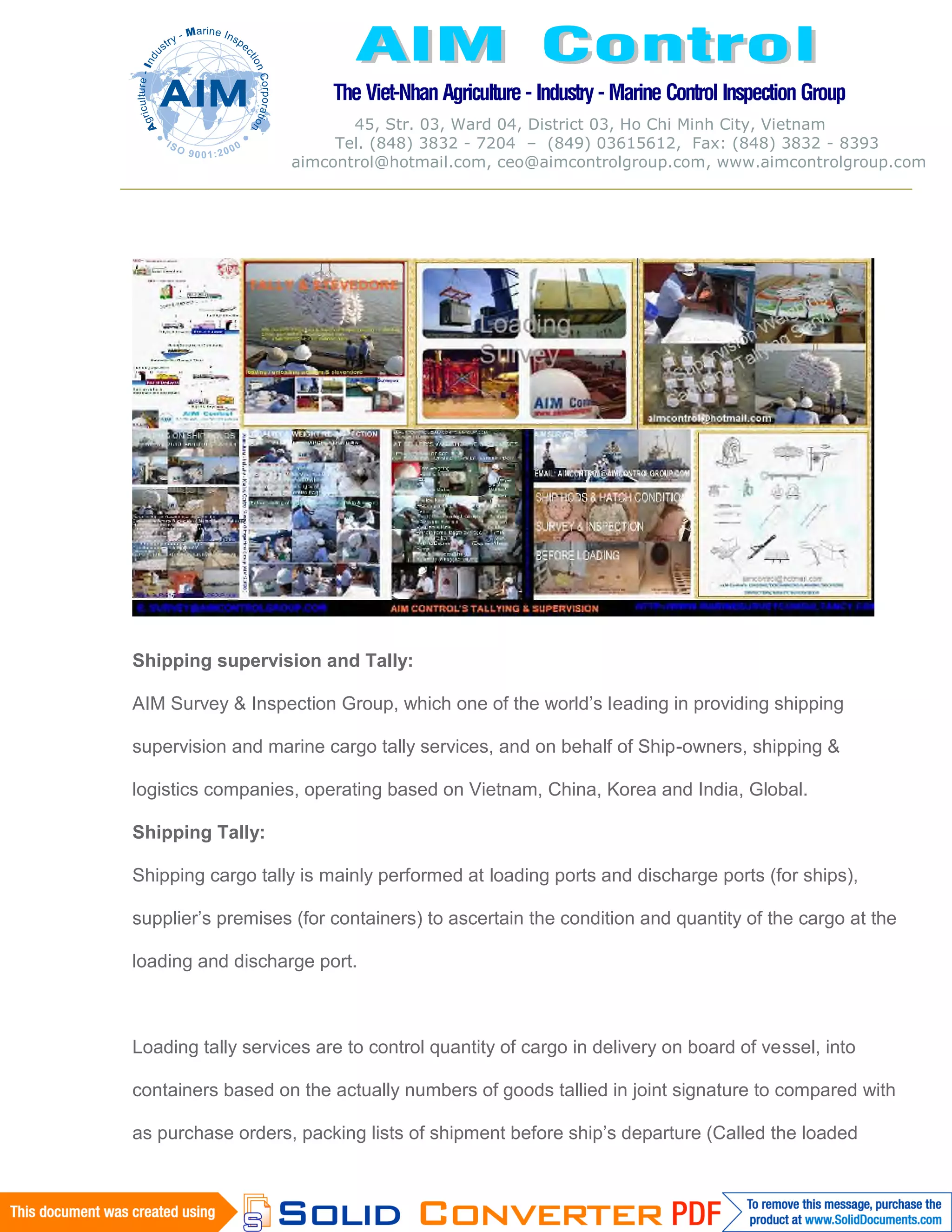 CARGO TALLY LOADING SUPERVISION & MARINE SURVEYOR | PDF