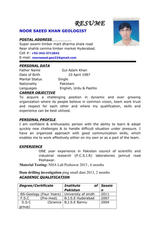 saeed cv | DOC | Geology | Science
