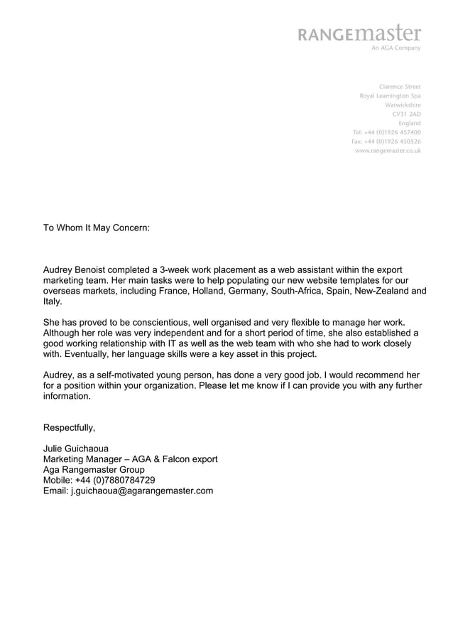 Reference letter For AB | DOC