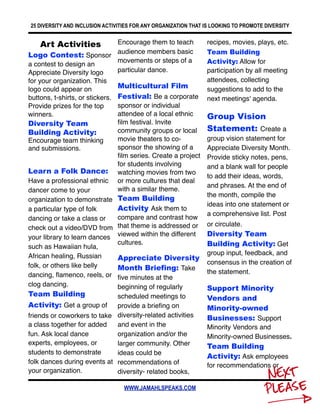25 diversity and inclusion activities. | PDF