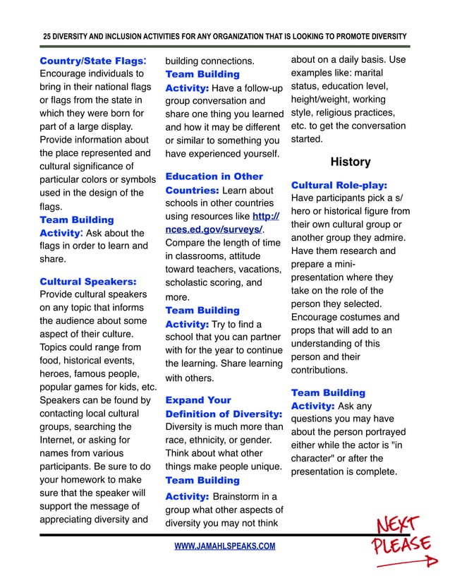 25 diversity and inclusion activities. | PDF | Human Resources | Business