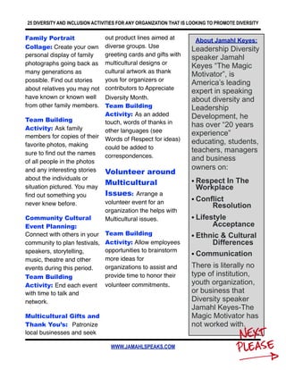 25 diversity and inclusion activities. | PDF | Human Resources | Business