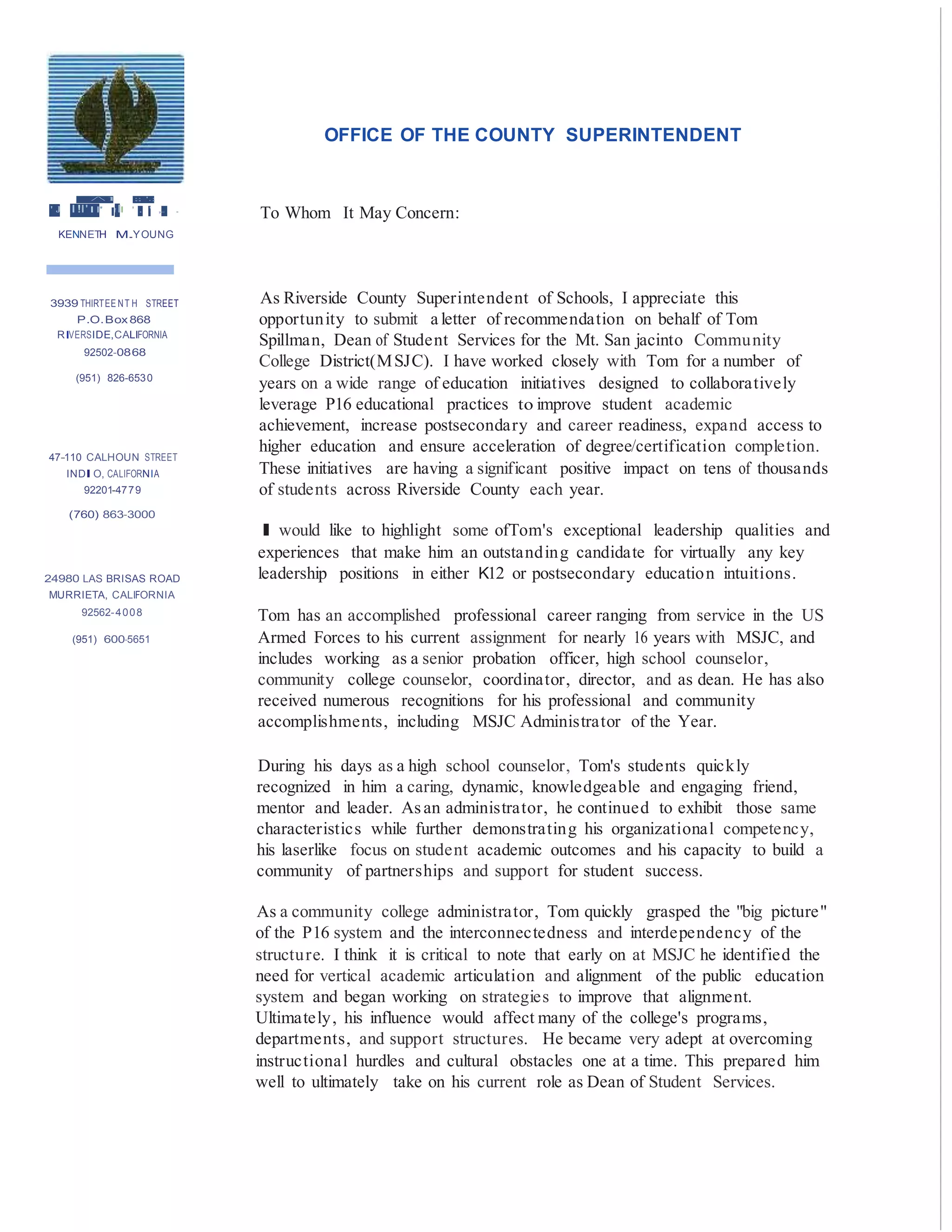 Kenn Young Letter of Recommendation Final | DOCX