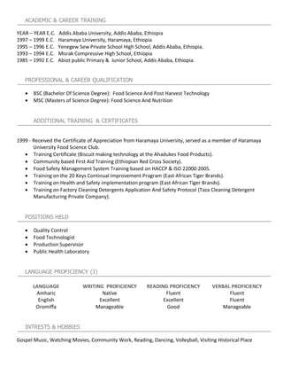 Hiwot Resume | PDF