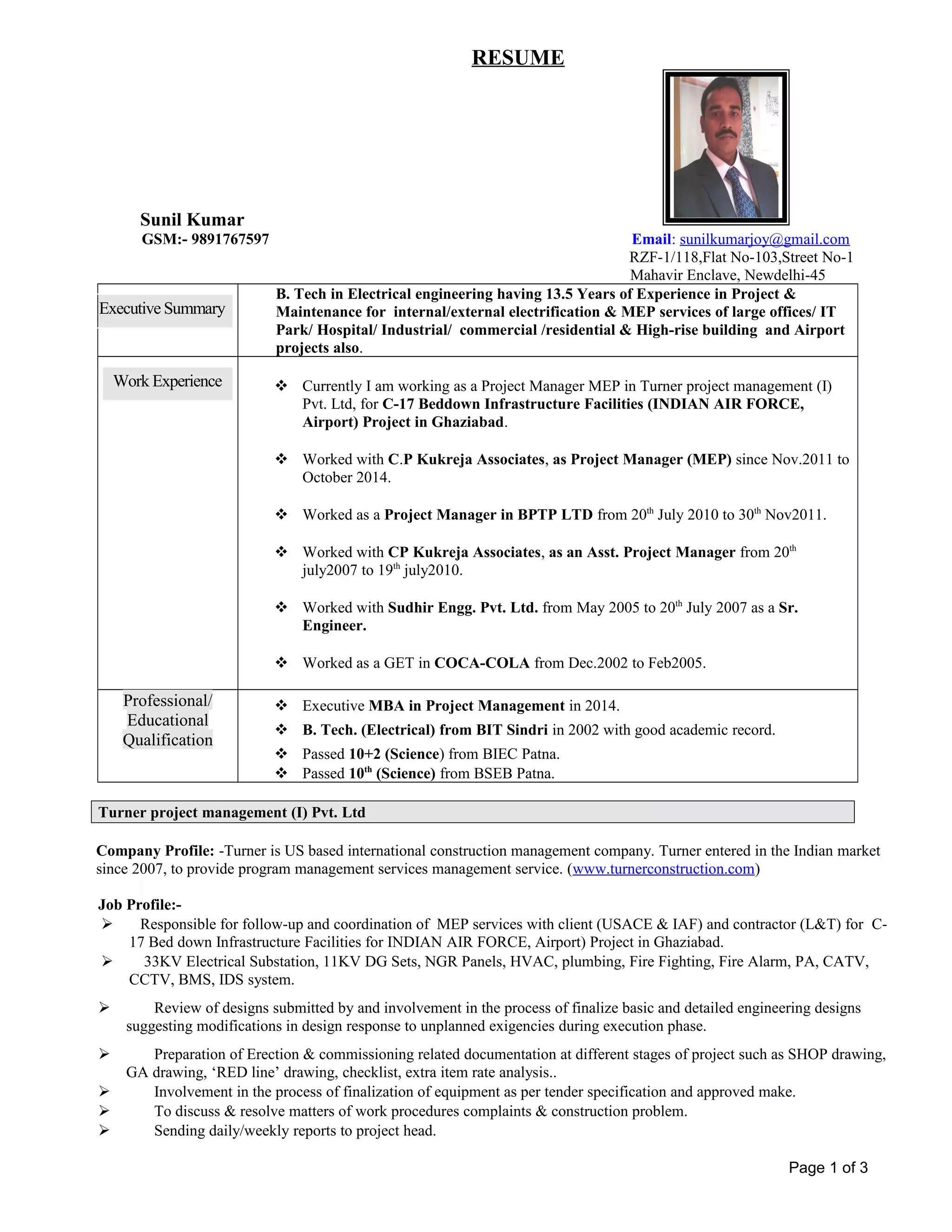 Resume (Sunil Kumar) | PDF