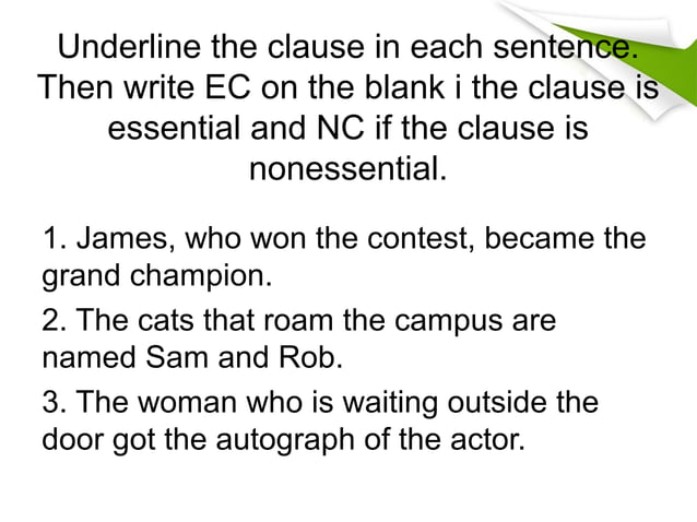 Eng7_Essential and Nonessential Clauses | PPT