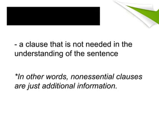Eng7_Essential and Nonessential Clauses | PPT