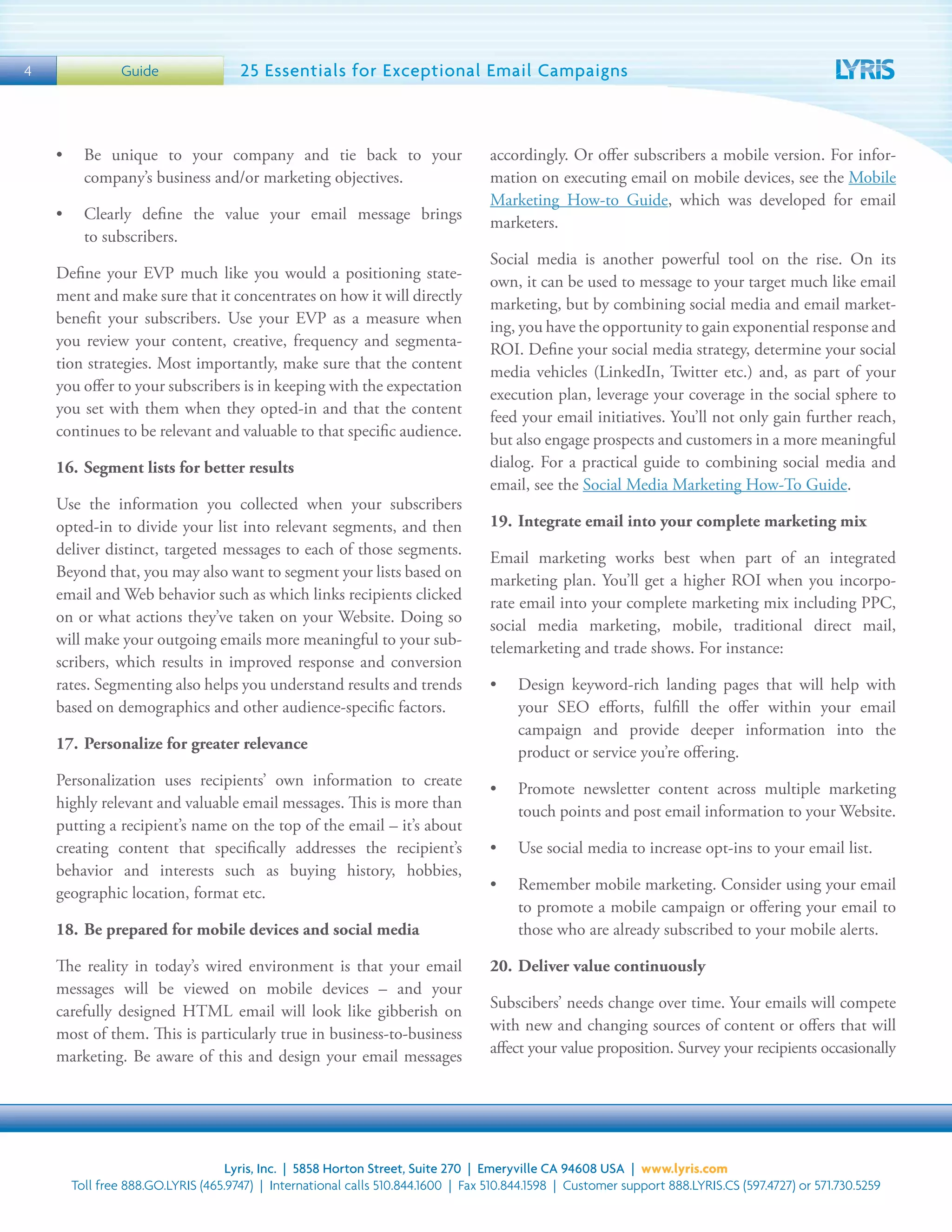 25 essentials for exceptional email campaigns | PDF