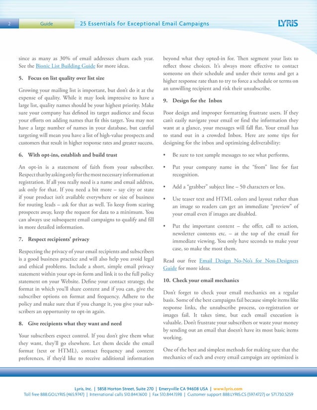 25 essentials for exceptional email campaigns | PDF