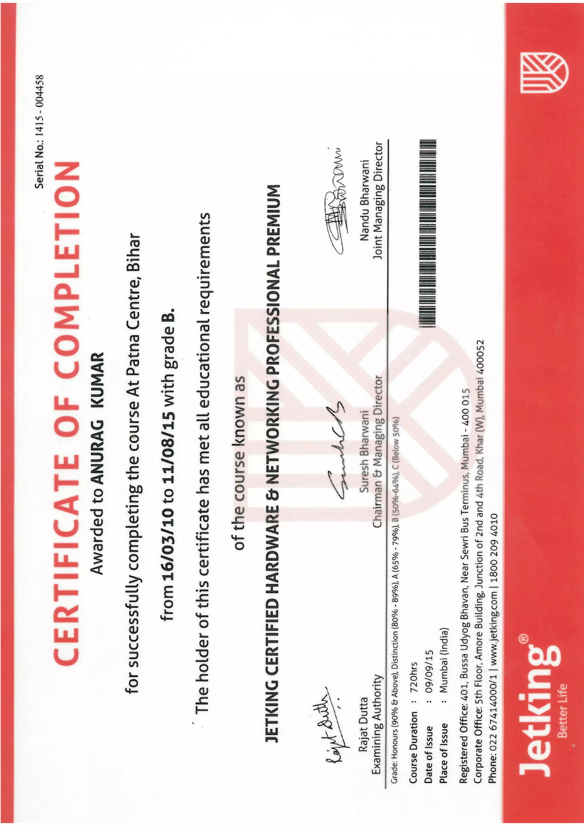 JetKing Cerificate | PDF