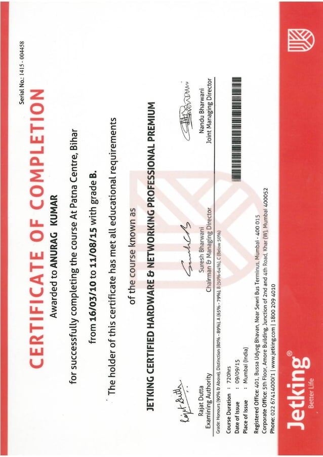 JetKing Cerificate | PDF