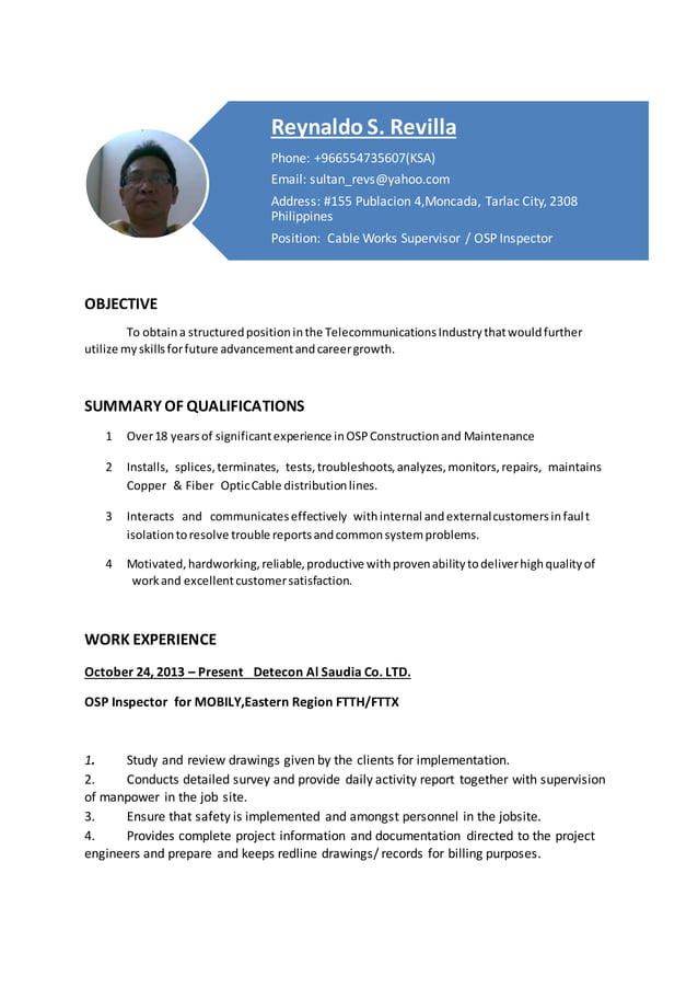 REVILLA RESUME_final recent dated sept 7,2013 | DOCX | Civil Engineering Industry | Industries