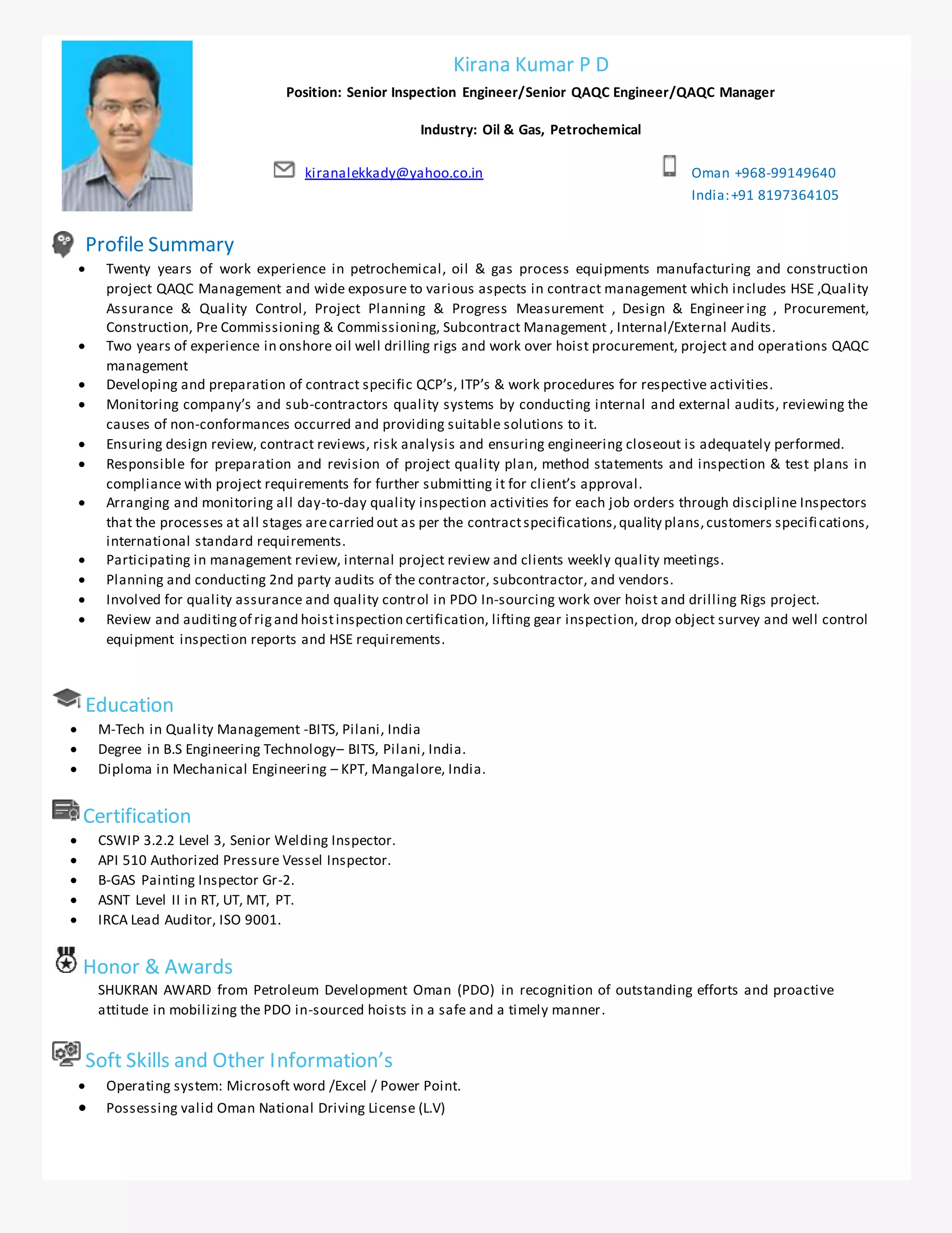 CV-Kiran-Sr QAQC NOV2016 | DOCX